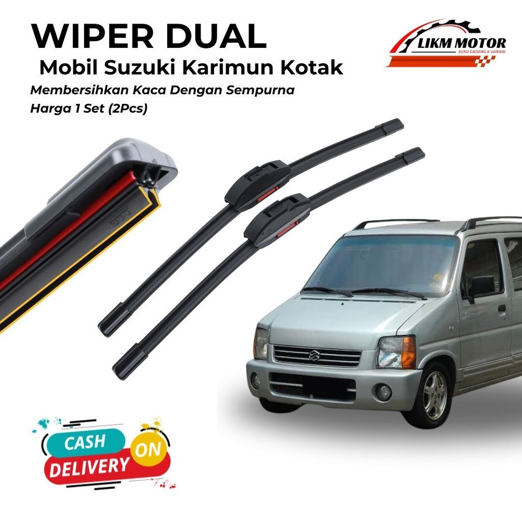 Jual Wiper Dual Suzuki Karimun Kotak 2 Lapis Karet Blade 1 Set Kiri dan Kanan Sepasang Pembersih ...