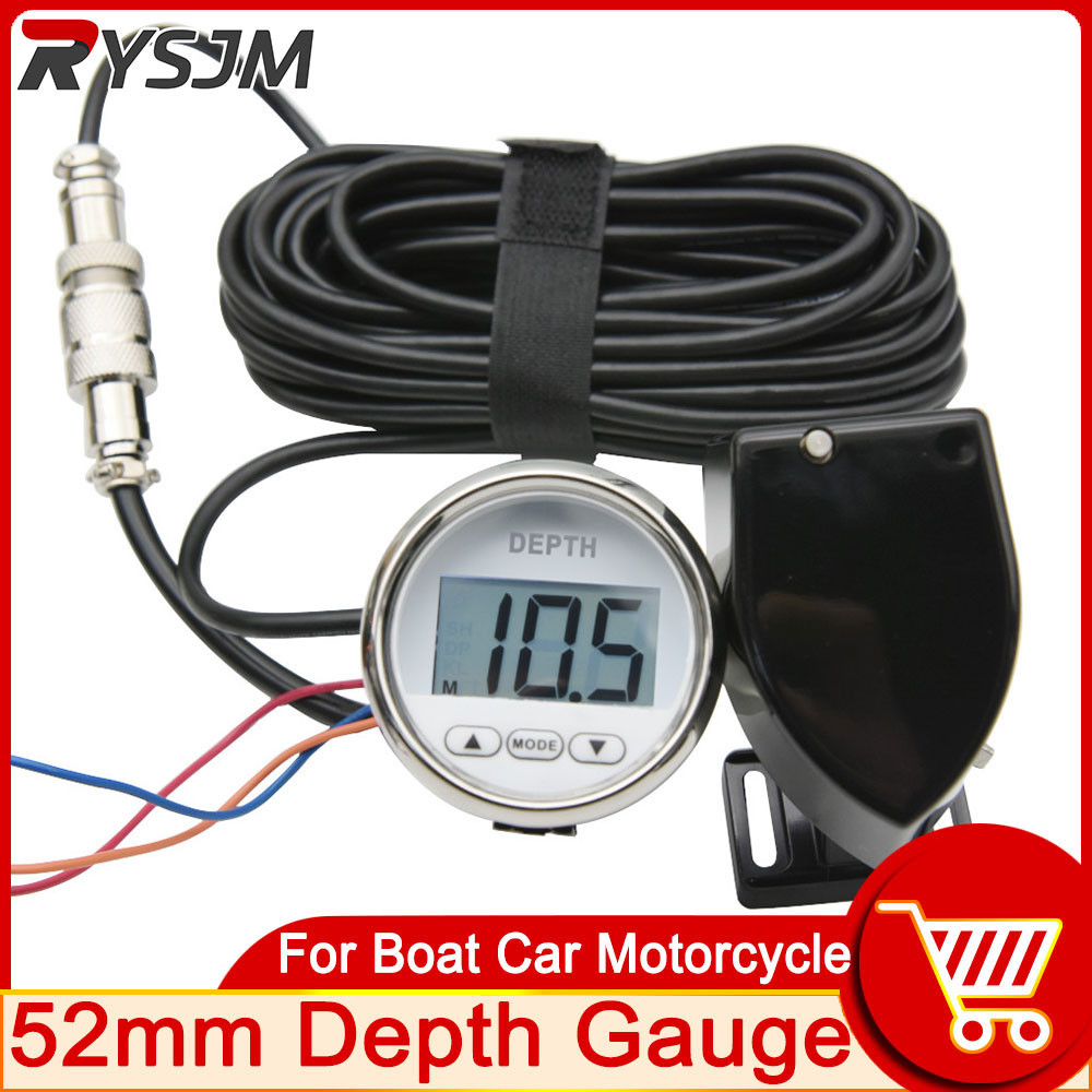Jual 52MM Boat Depth Gauge Waterproof Universal Marine Digital Depth ...
