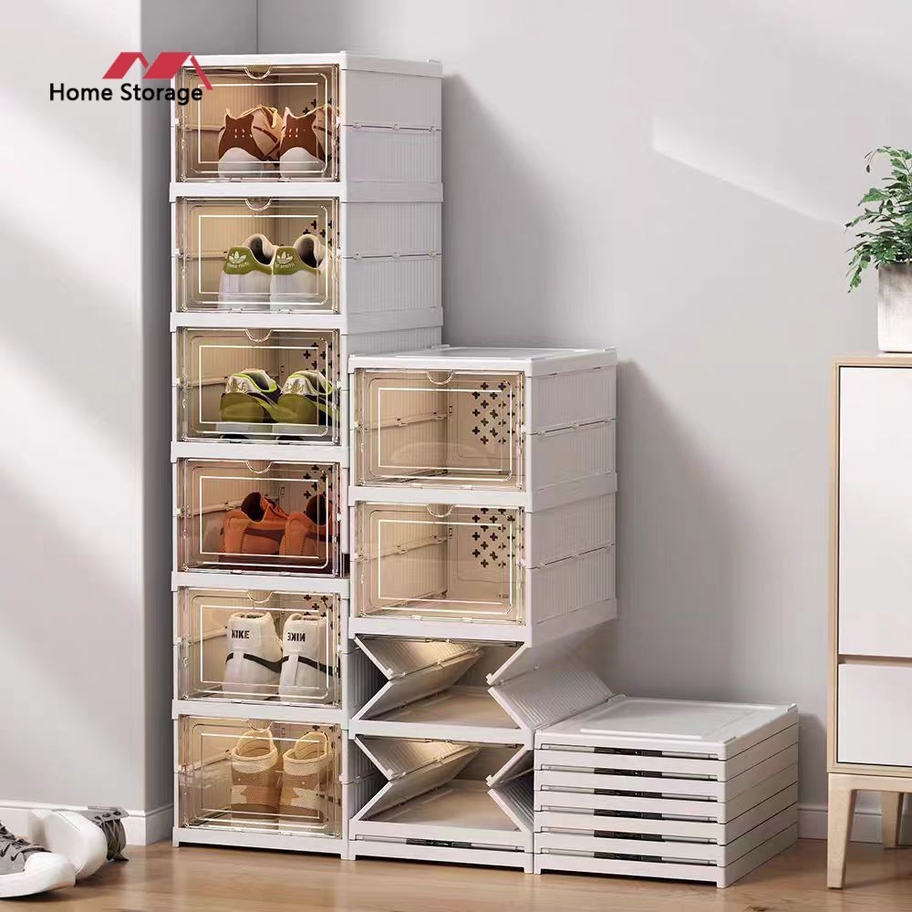 Jual kotak sepatu transparan lipat - rak sepatu display / organizer ...