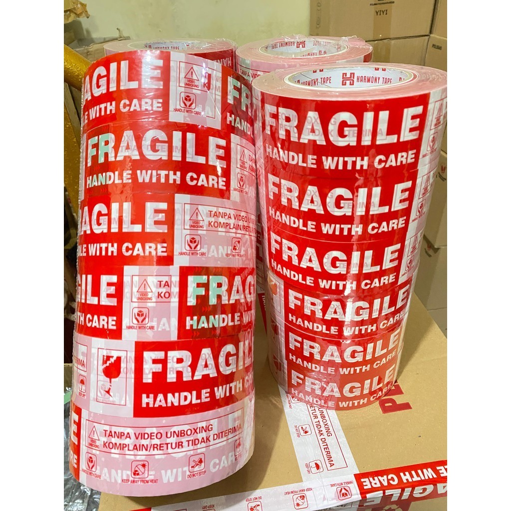 Jual Lakban fragile unboxing / fragile merah putih | Shopee Indonesia