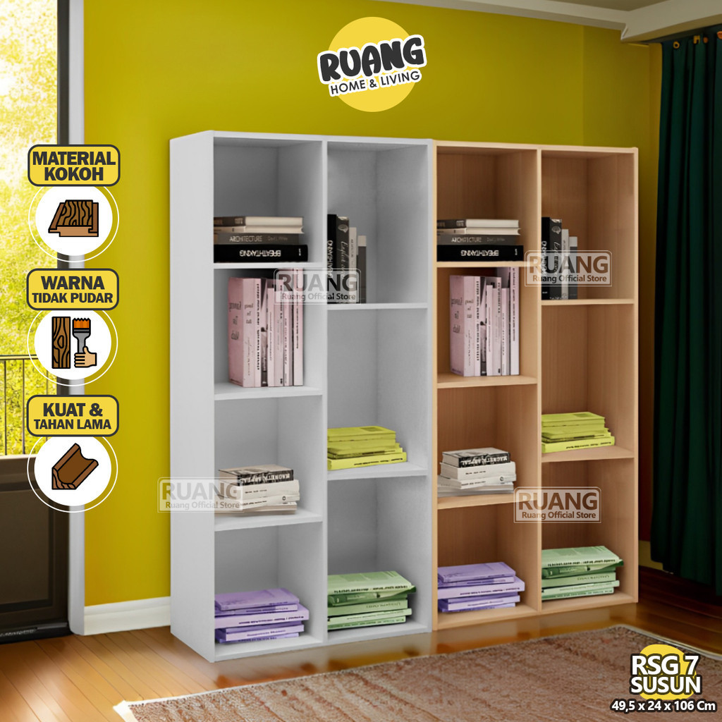 Jual RSG 7 - Rak Buku Lemari Book Rack Rak Serbaguba 7 Susun Kayu Murah ...