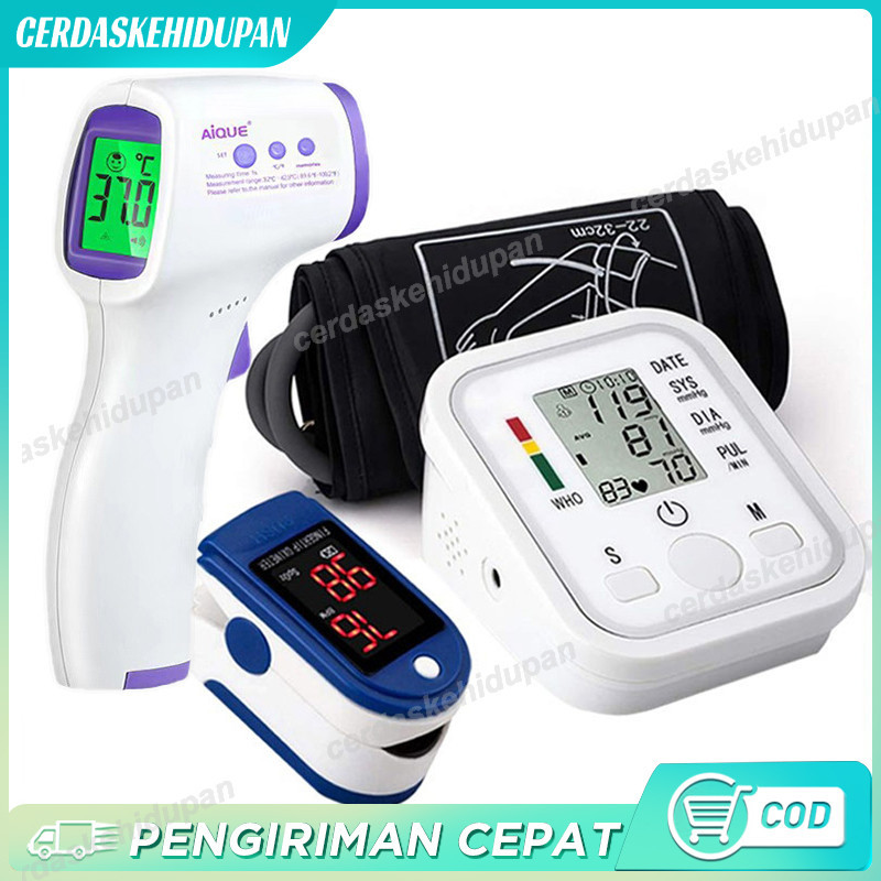 Jual Paket Alat Kesehatan Lengkap 2in 1 / Oximeter / Thermometer Gun ...