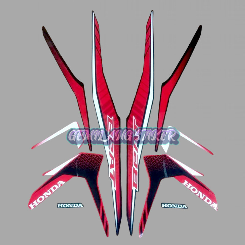 Jual Striping Decal Polet Sticker honda beat fi 2024 2025 merah hitam ...