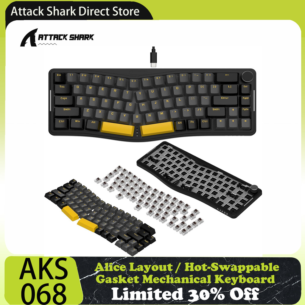 Jual Attack Shark x AJAZZ AKS068 Alice 60% Layout Wired Gasket Mount ...