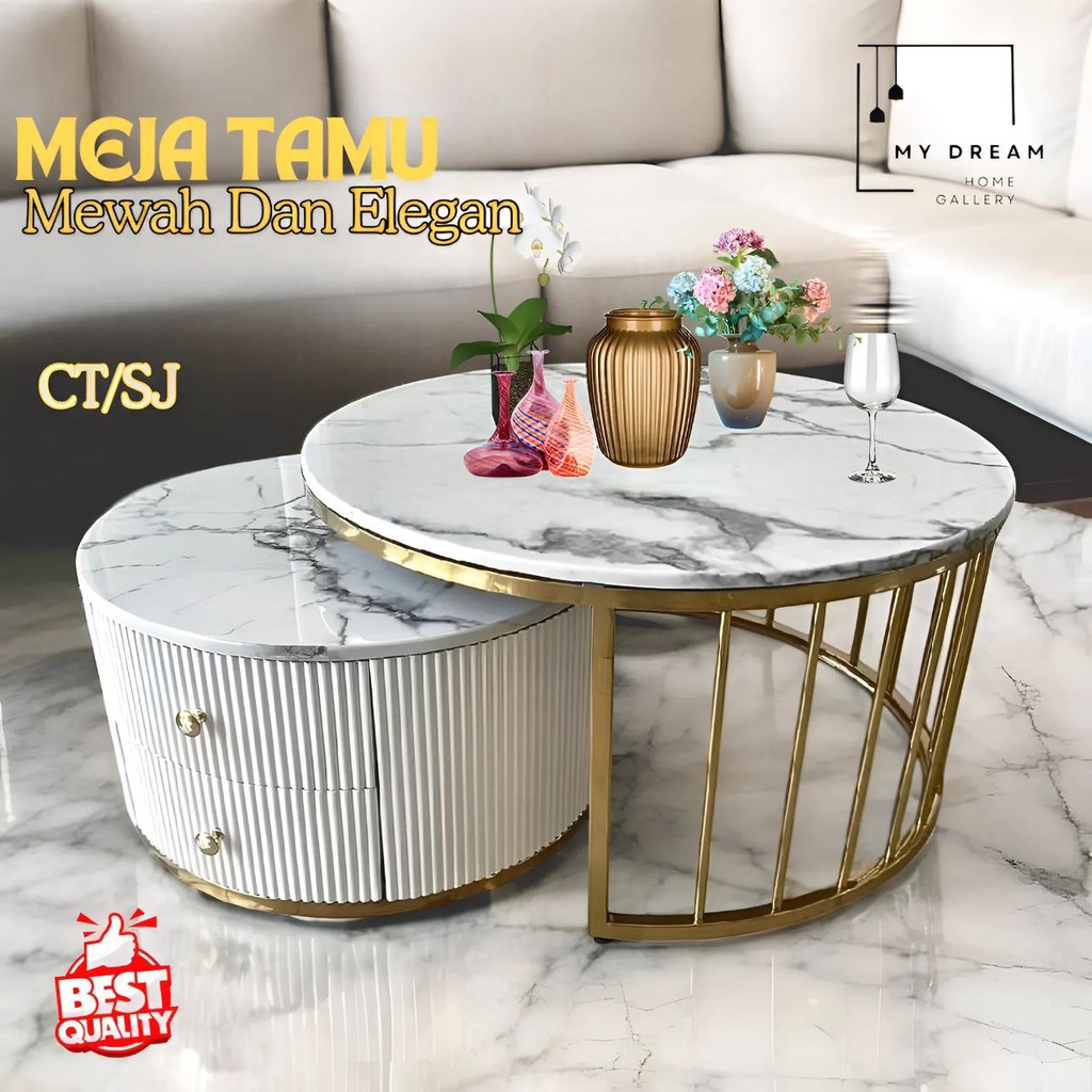 Jual Meja Tamu Bulat Mewah Bahan Granit Marmer | Coffee Table Granit ...