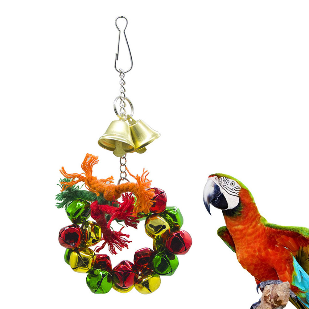 Jual Parrot Bell Wreath Hanging Bell Ring Toy Christmas Birds Chewing ...