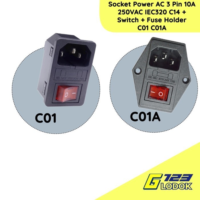Jual Soket AC 3 in 1 Saklar Lampu Fuse Holder Power Outlet Socket Switch 3 Pin 10A 250VAC ...