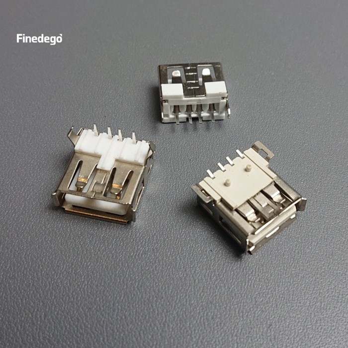Jual USB A Female PCB Mount Socket kaki Tekuk Lurus Vertikal mounting ...