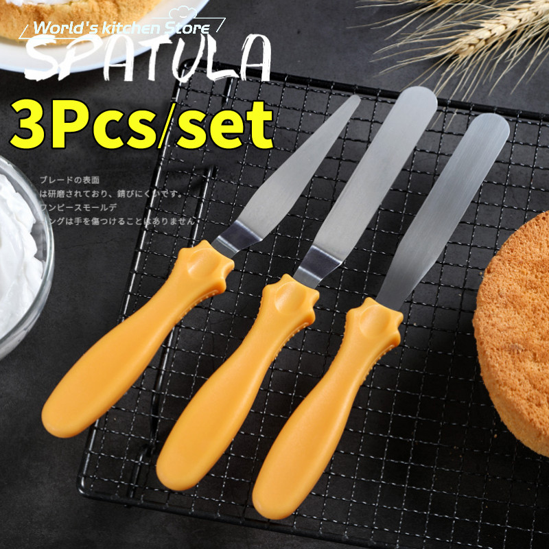 Jual 3pcs/set Blade Angled Espatula Spatula Cake Icing Spatula Smooth ...