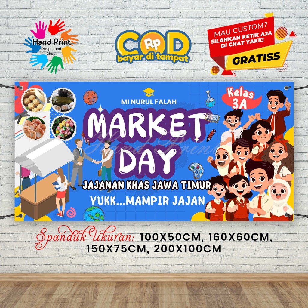 Jual Cetak Spanduk Banner Market Day Biru B MMT Spanduk Custom 200x100 ...