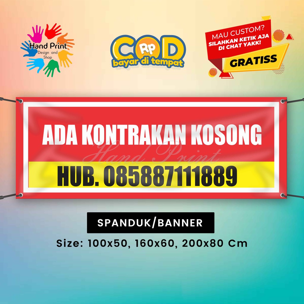 Jual Cetak Spanduk Banner Plang Kontrakan Kosong MMT Spanduk Custom ...