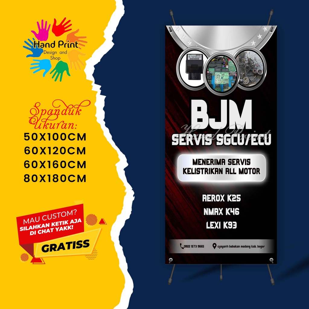 Jual Cetak Spanduk Banner Servis Kelistrikan All Motor Hijau MMT ...