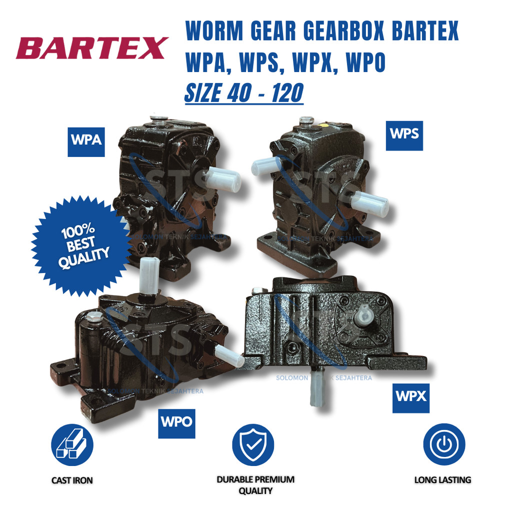 Jual STS | BARTEX Gearbox WPA WPS WPX WPO Size 40 50 60 70 80 100 120 Ratio 10-60 Worm Gear ...