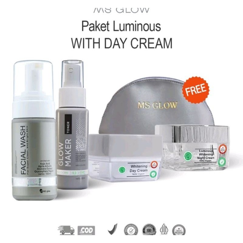 Jual Paket Luminous Ms Glow Original 100% Free Pouch/Sepaket Skincare ...