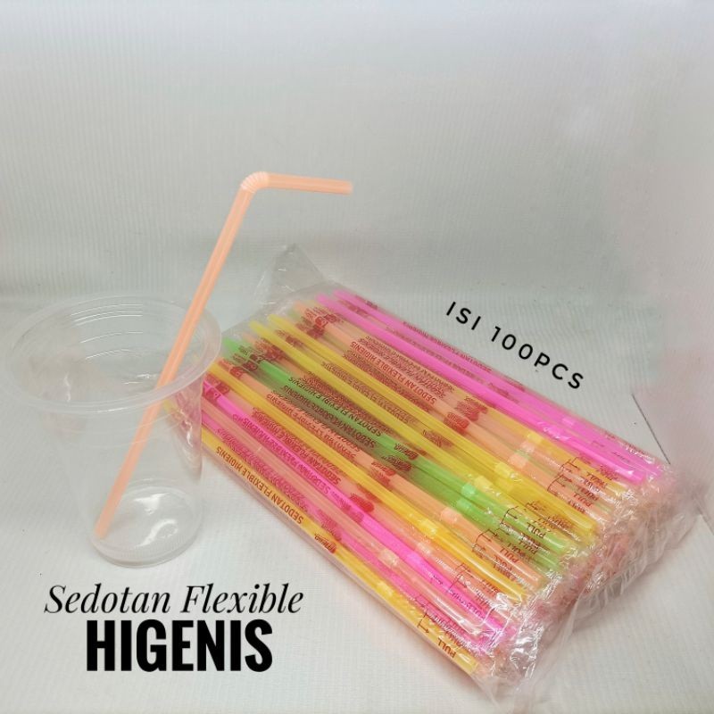 Jual Sedotan Flexible Warna 6mm×24cm Higenis/Sedotan Bengkok Bungkus ...