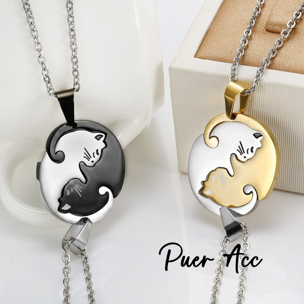 Jual [Puer acc]Kalung couple kombinasi kucing Black and white cat ...