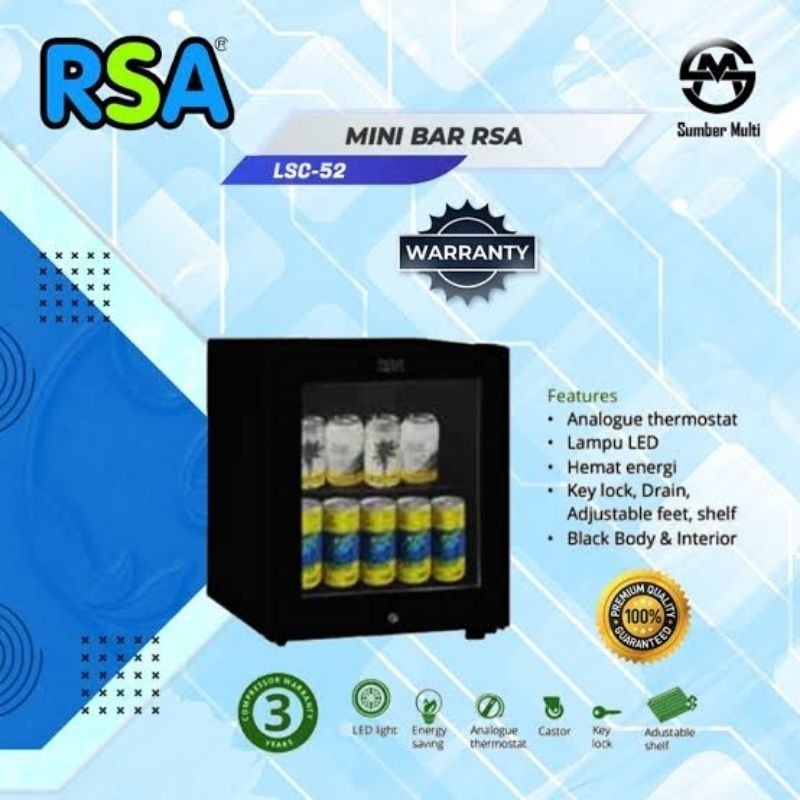 Jual RSA Showcase mini bar LCS52 display cooler black | Shopee Indonesia