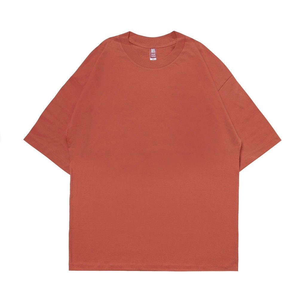 Jual SUJI LAB Kaos Polos T-Shirt Oversize Oversized Pria Merah Bata ...