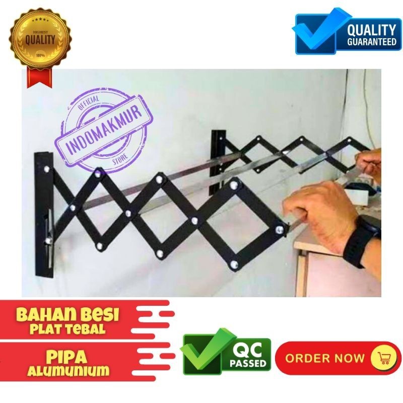 Jual Jemuran Dinding Besi Stripe Tebal 4 Pipa Portable Lipat Minimalis ...