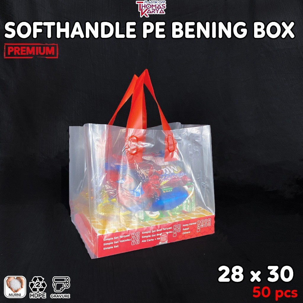 Jual Softhandle PE Bening 28x30 muat Box Hokben KUNING / Mika Bento 4 ...