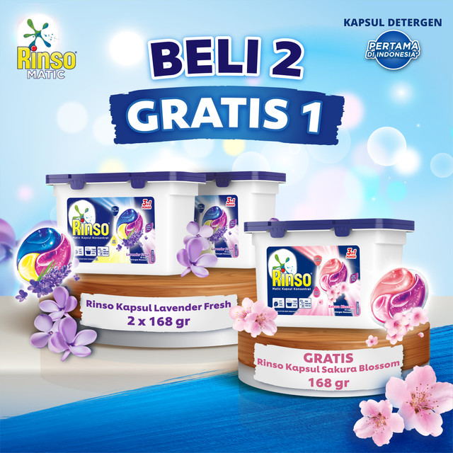 Jual Buy 2 Rinso Kapsul Lavender Fresh 168G FREE 1 Rinso Kapsul Sakura Blossom 168G | Shopee ...