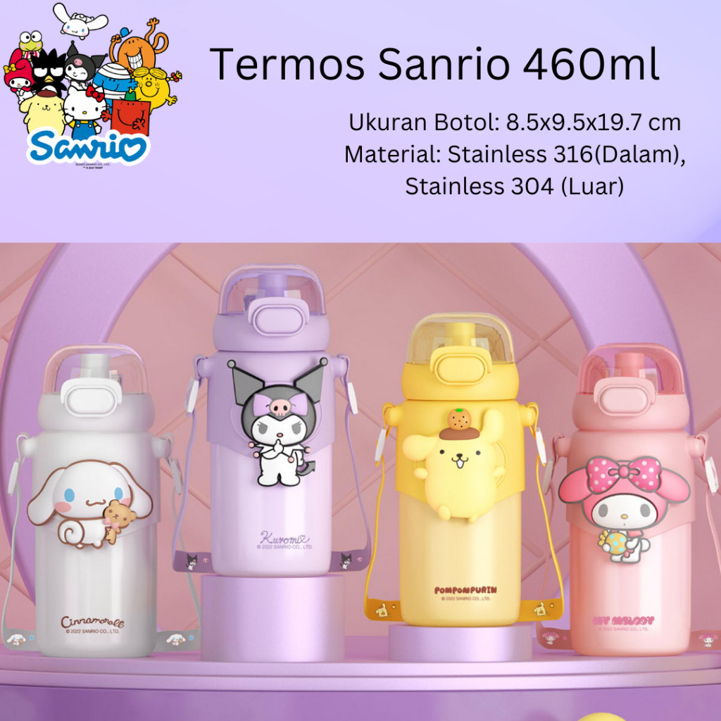 Jual Botol Minum Termos Tumbler Karakter Sanrio Anak 316 304 Stainless Steel 460 mL Cinnamoroll ...