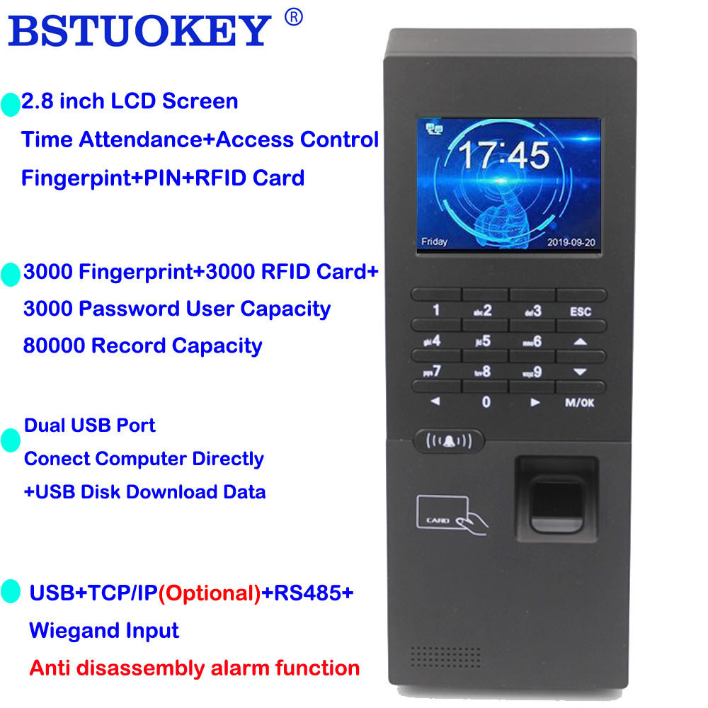 Jual 2.8inch 3000User 125Khz RFID Biometric Fingerprint Time Clock Access Control Keypad ...