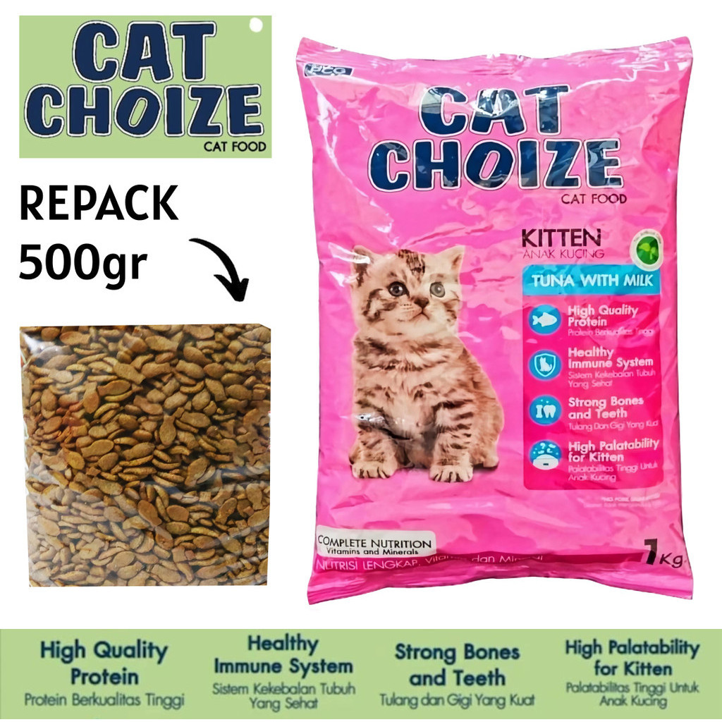 Jual Cat choize kitten Tuna With Milk 500 gr Repack dry food makanan ...