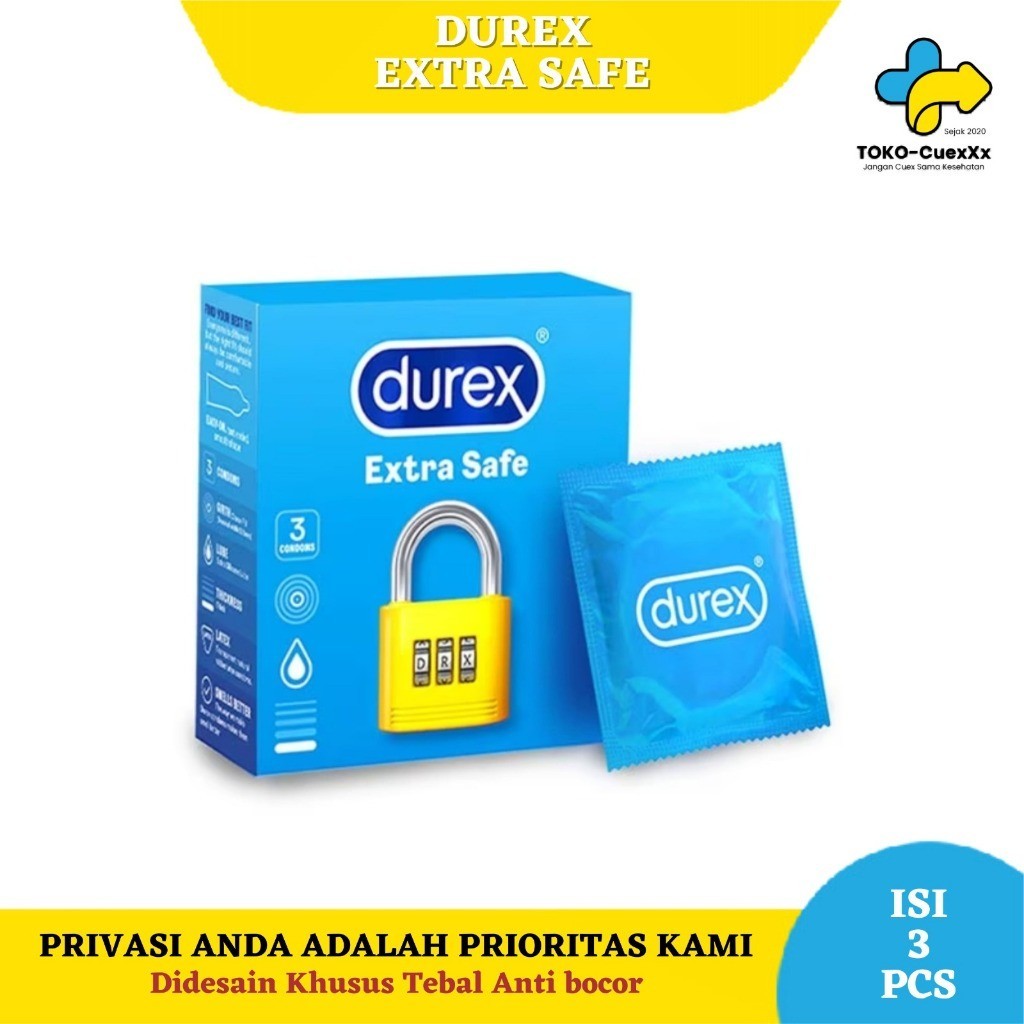 Jual Kondom Durex Extra Safe isi 3 Pcs Condom Paling Tipis Dan Aman | Shopee Indonesia