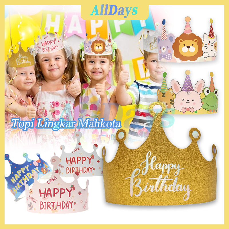 Jual Topi Lingkar Mahkota Kertas Ultah / Topi Ulang Tahun Mahkota ...
