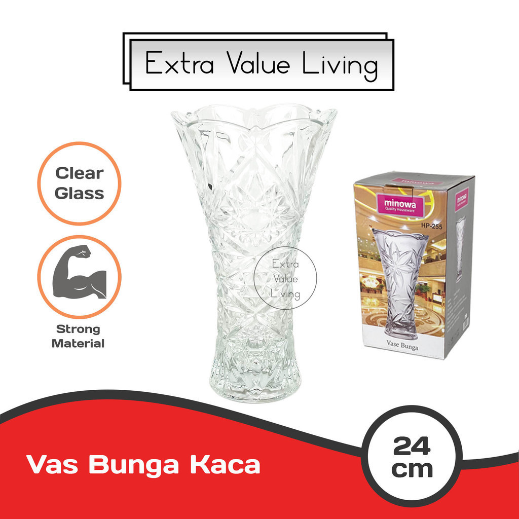 Jual Vas Bunga Kaca 24 CM Pot Bunga Kaca Bening Pot Kembang Kaca Glass ...