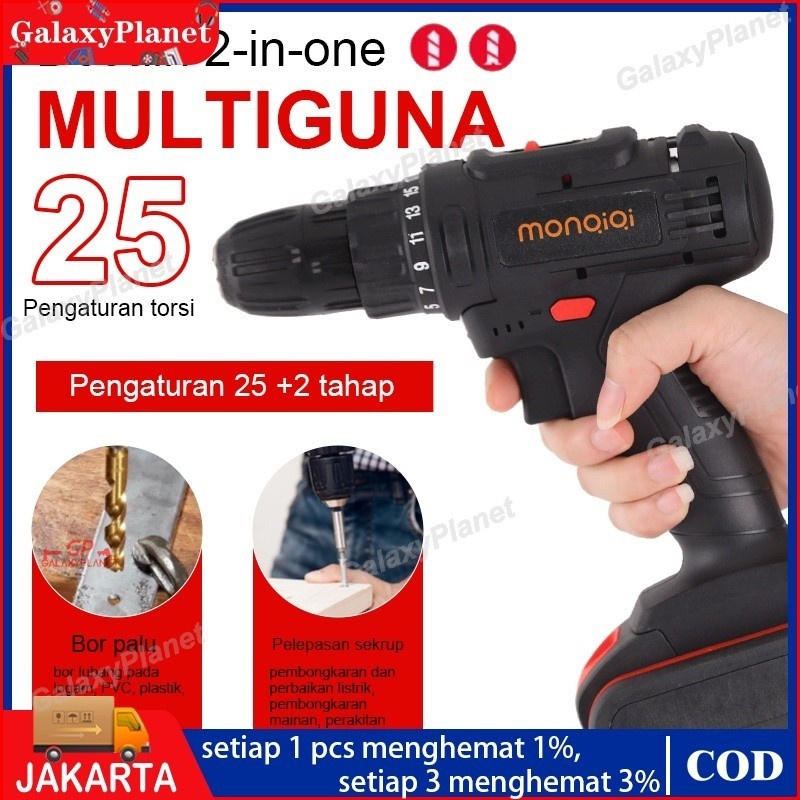 Jual Mesin Bor Baterai 36 Volt Impact Drill Original Bor Listrik Bor ...