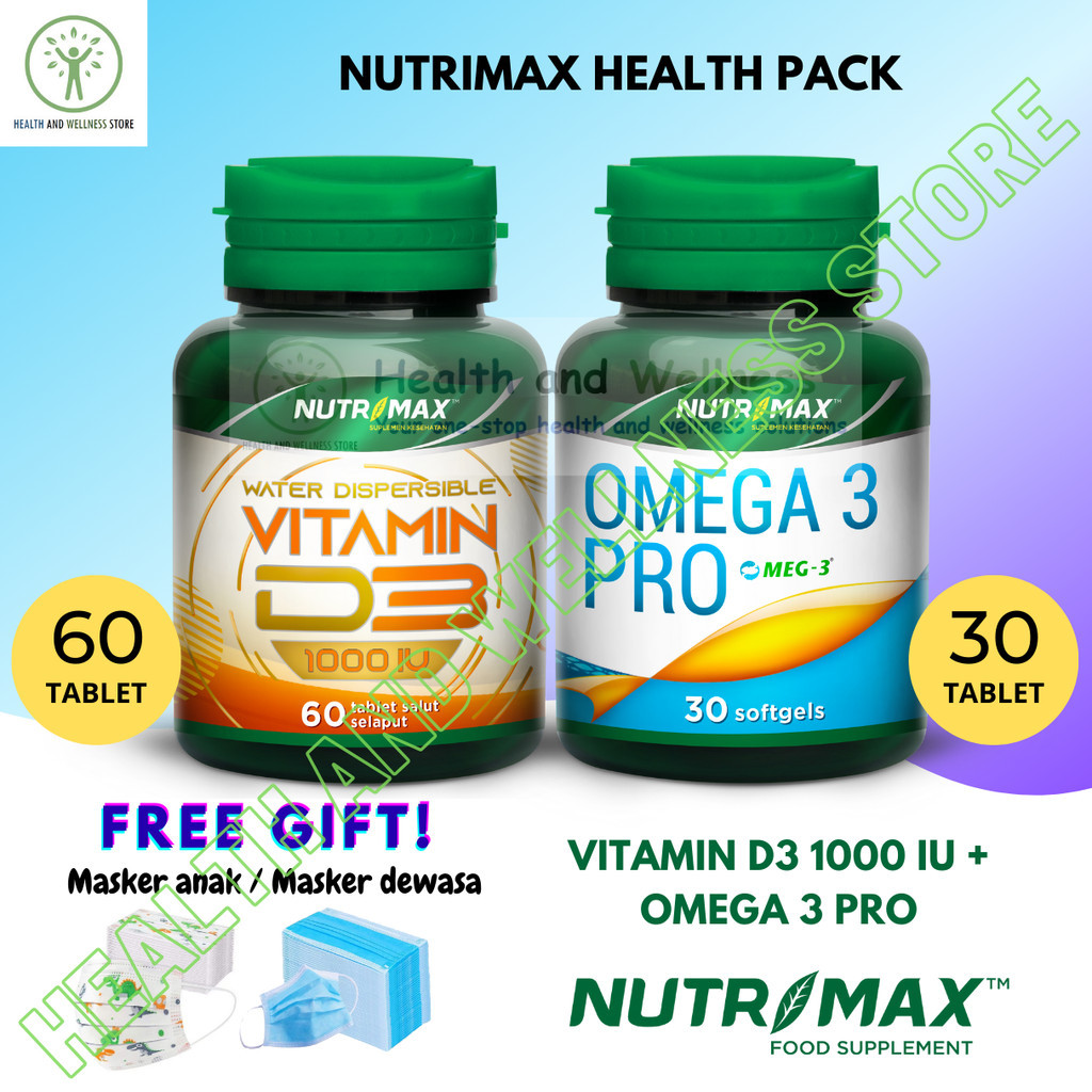 Jual PAKET NUTRIMAX VITAMIN D3 1000 IU 60 TABLET DAN OMEGA 3 PRO 30 ...
