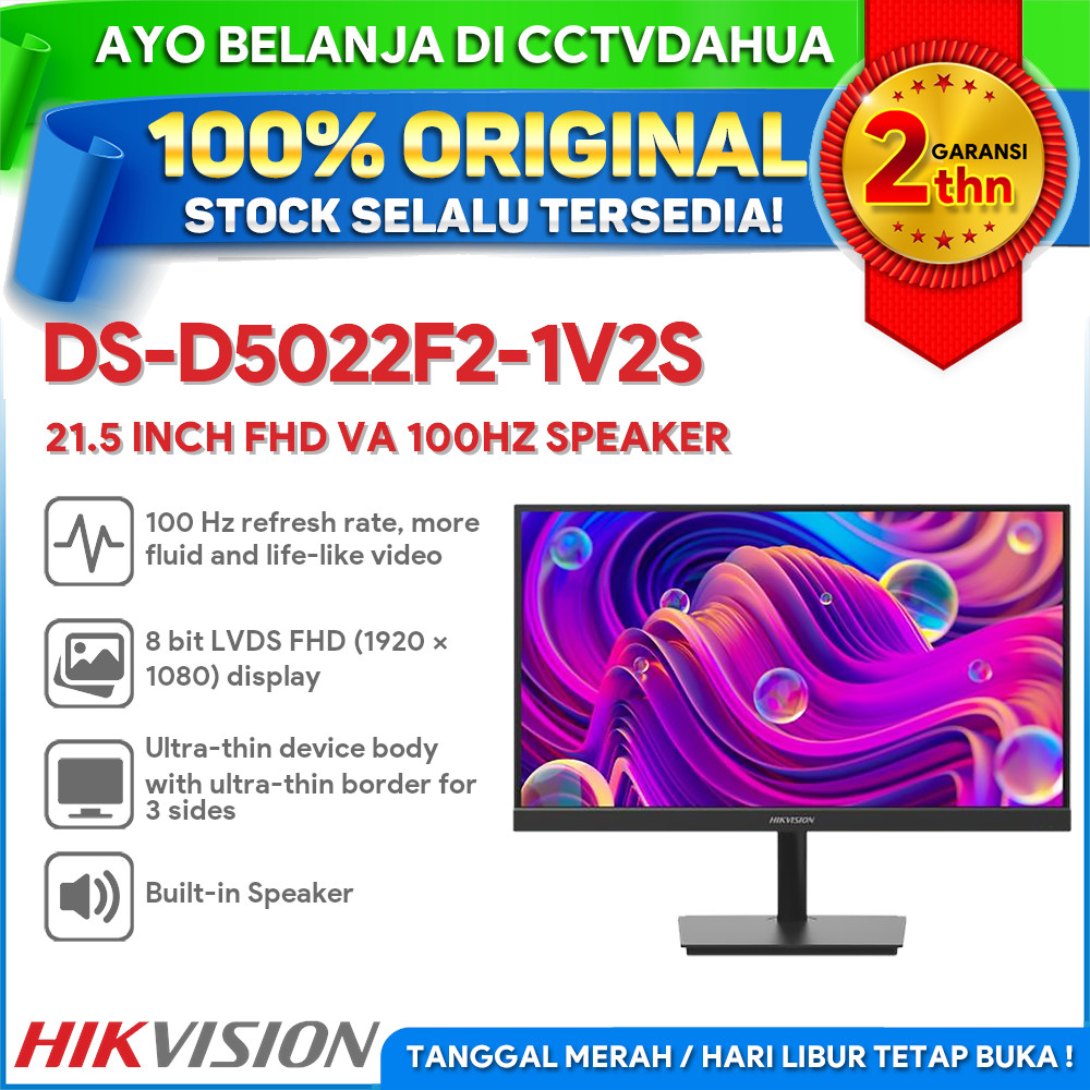 Jual HIKVISION DS-D5022F2-1V2S 21.5 INCH FHD VA 100HZ SPEAKER | Shopee Indonesia