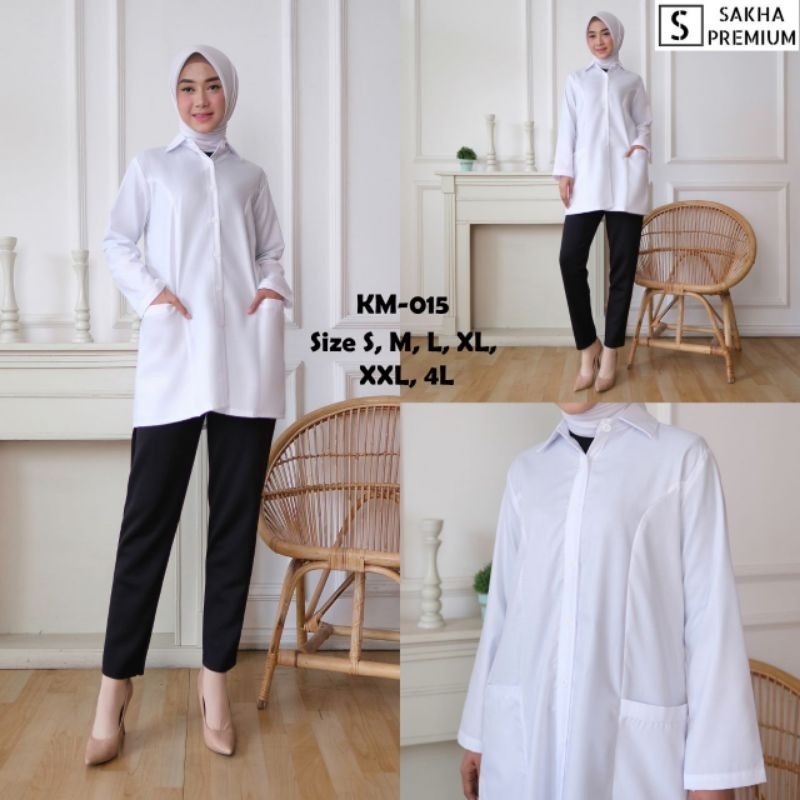 Jual Sakhapremium.id - KM 015 COD Kemeja Putih Polos Wanita Kerja Kantoran PNS Guru PPL atasan ...