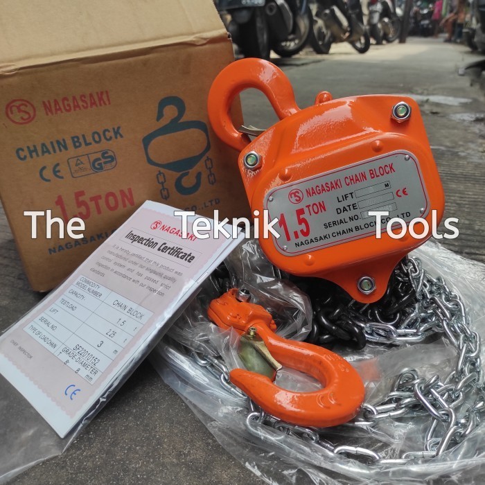 Jual Chain Block 1.5 Ton Nagasaki Tinggi Rantai 3M 5M 7M 10M 12M 15M ...