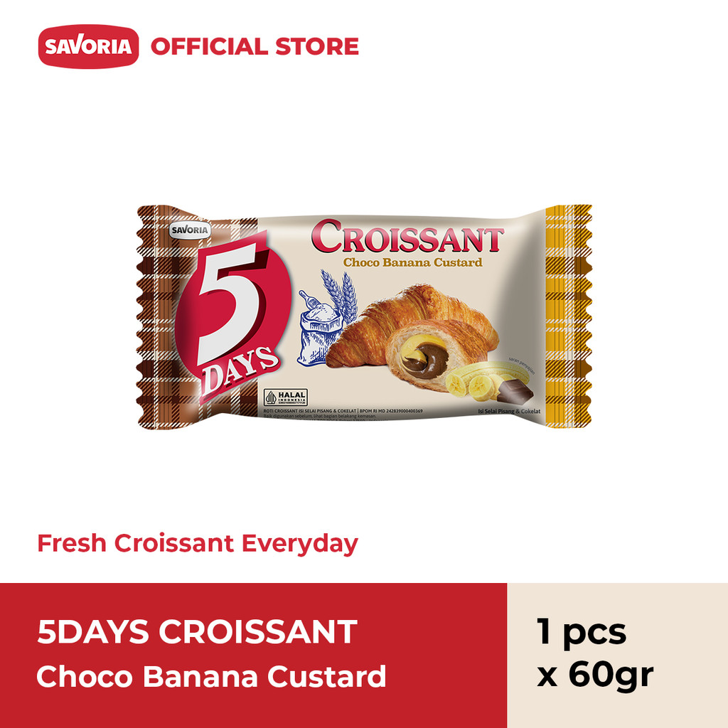 Jual 5 Days Croissant Choco Banana Custard - Roti Croisant Coklat ...