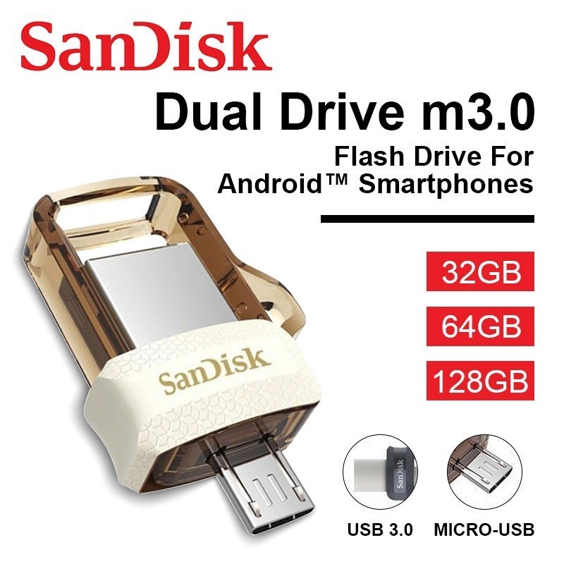 Jual SanDisk Micro USB OTG Flashdisk USB 3.0 Flash Drive 32GB 64GB ...