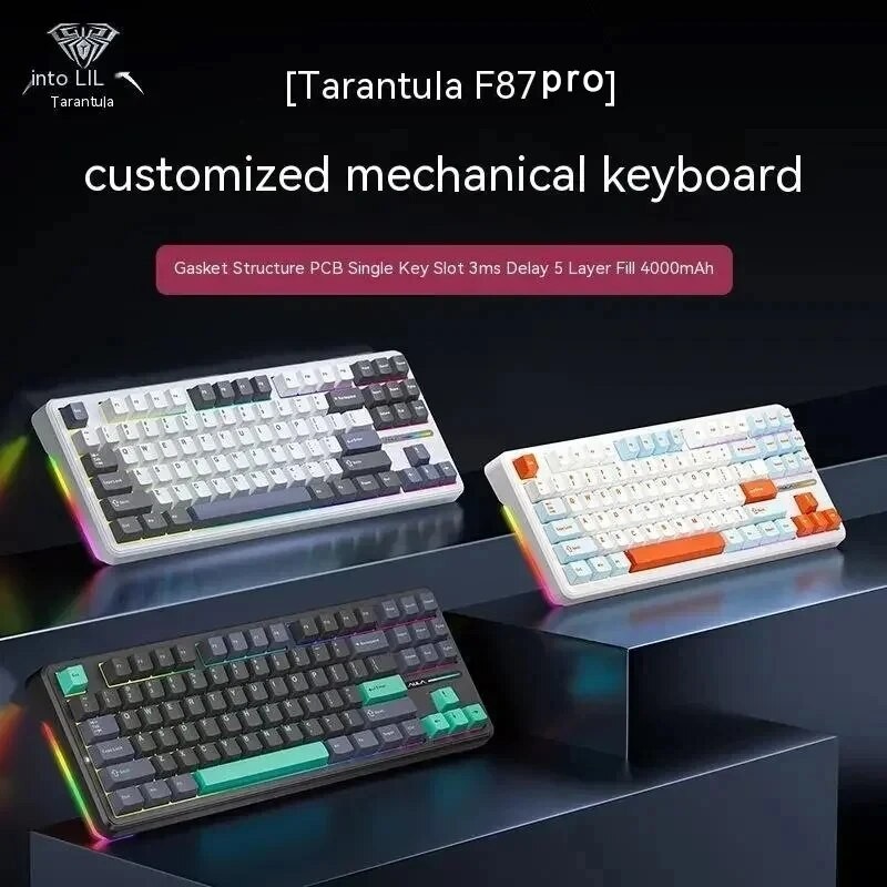 Jual AULA F87 Pro Mechanical Keyboard 2.4g/Usb/Bluetooth Tri Mode Wireless 87 Key Rgb Pbt Gasket ...