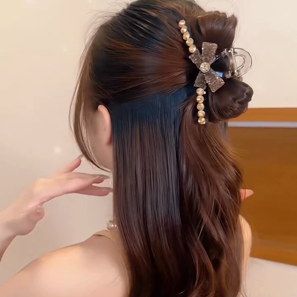 Jual Maillard Sparkling Pearl Bow Large Hairpin for Japanese and Korean ...