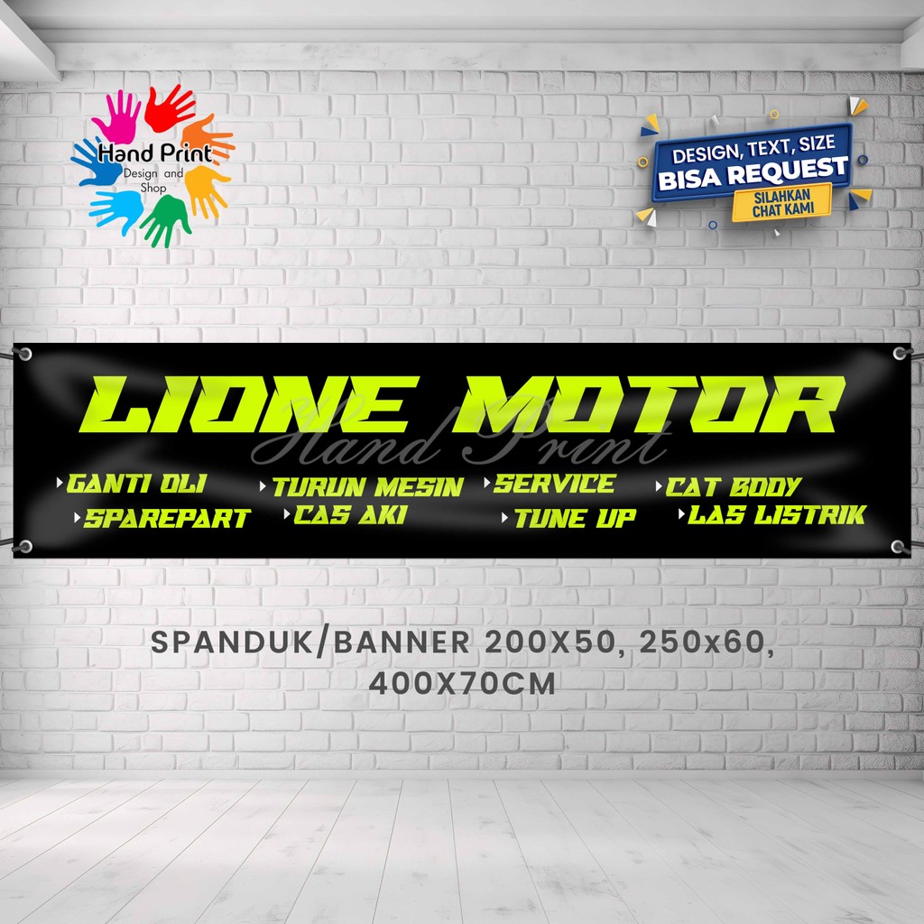 Jual Cetak Spanduk Banner Bengkel Hitam Hijau MMT Spanduk Custom 400x70 ...