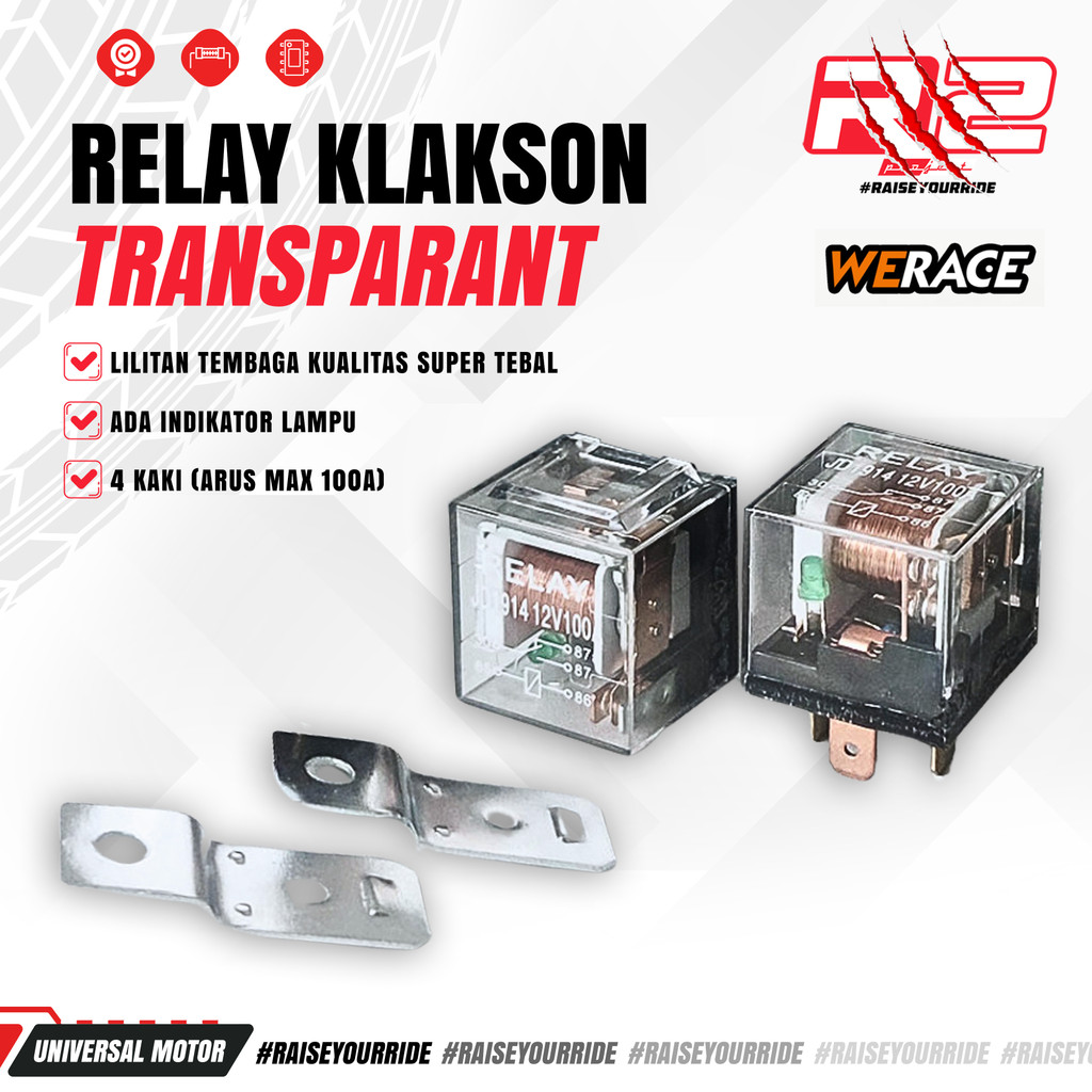 Jual Relay Klakson Standar 12V TRANSPARANT Rilay Lampu Tembak Sorot LED ...