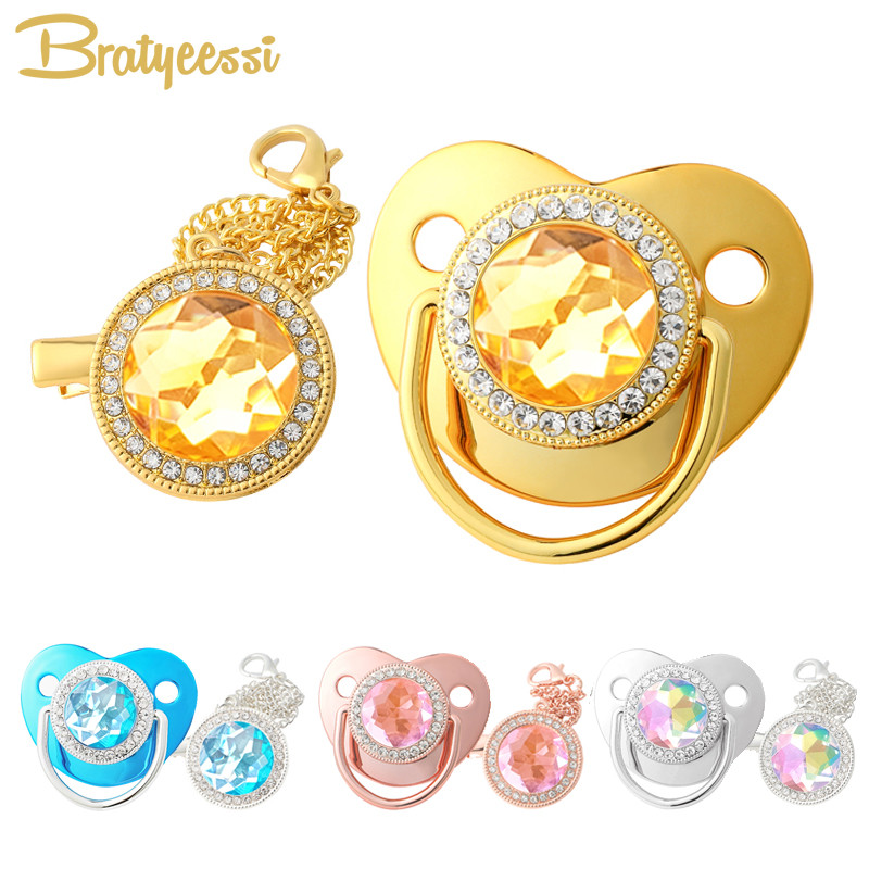 Jual Newborn Pacifier Clip Chain Lid Luxury Bling Baby Dummy Silicone ...