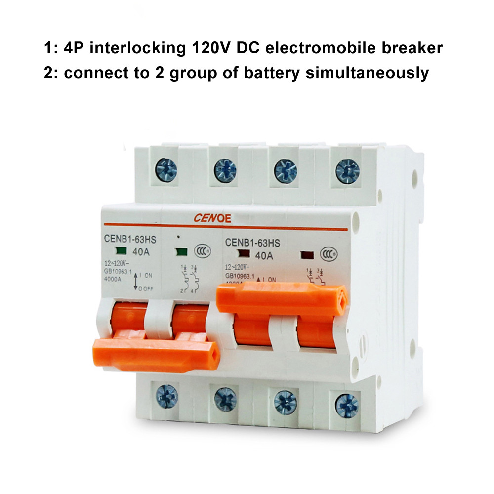 Jual interlocking style 4P 120V 40A battery car DC breaker MCB mini ...