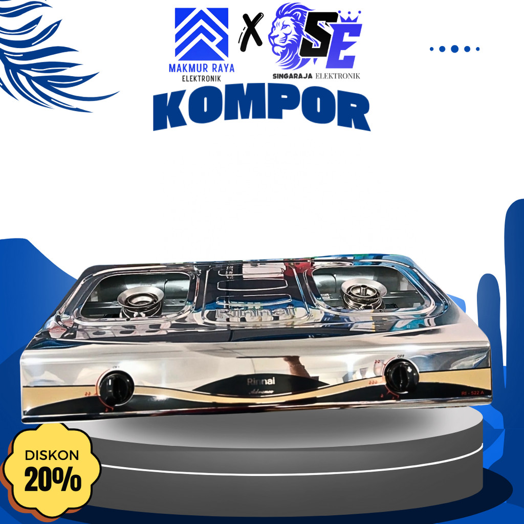 Jual Rinnai RI-522A – Kompor Gas 2 Tungku Stainless dengan Api Besar ...