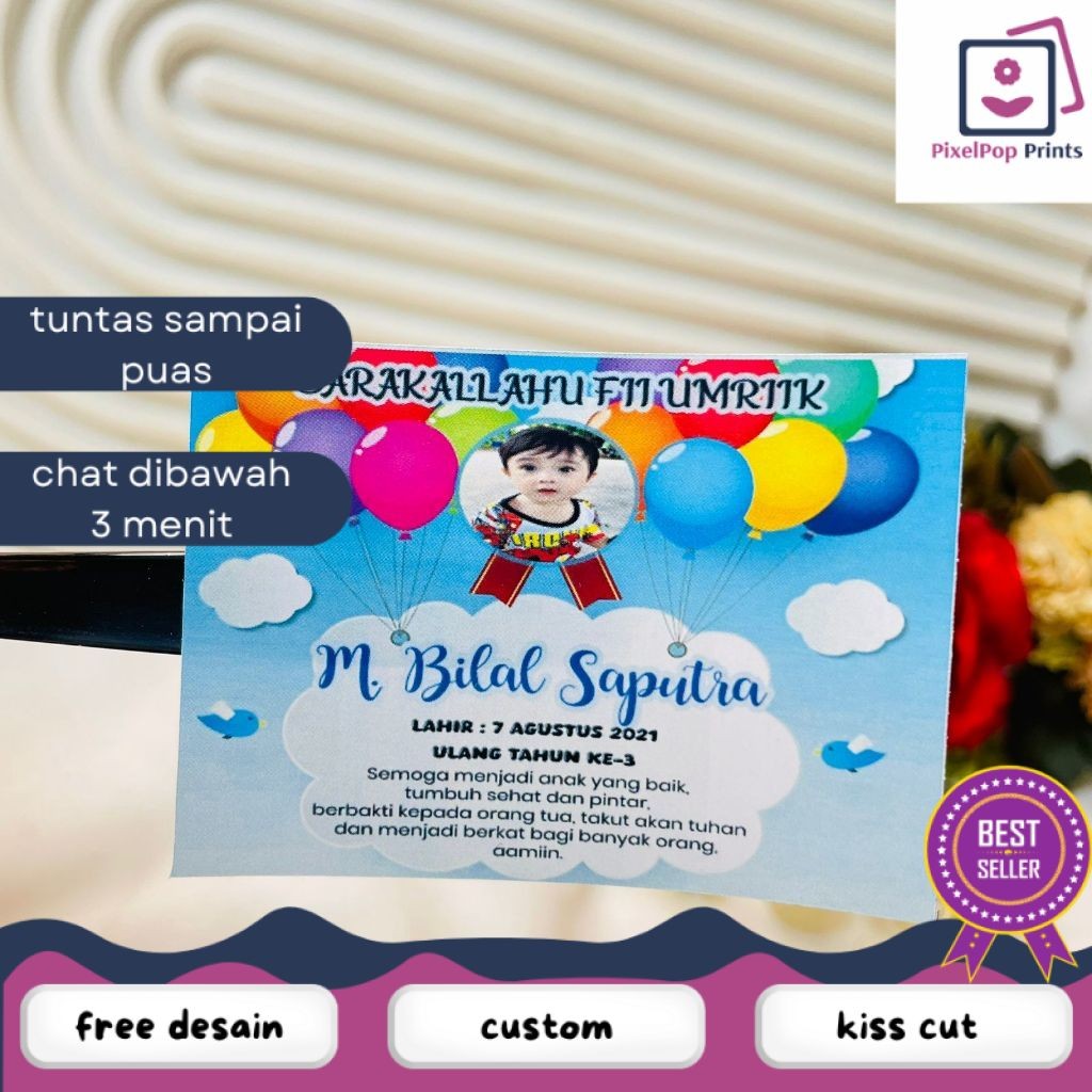 Jual Opikapip Cetak Sticker Ulang Tahun Anak Free Desain Label Birthday ...