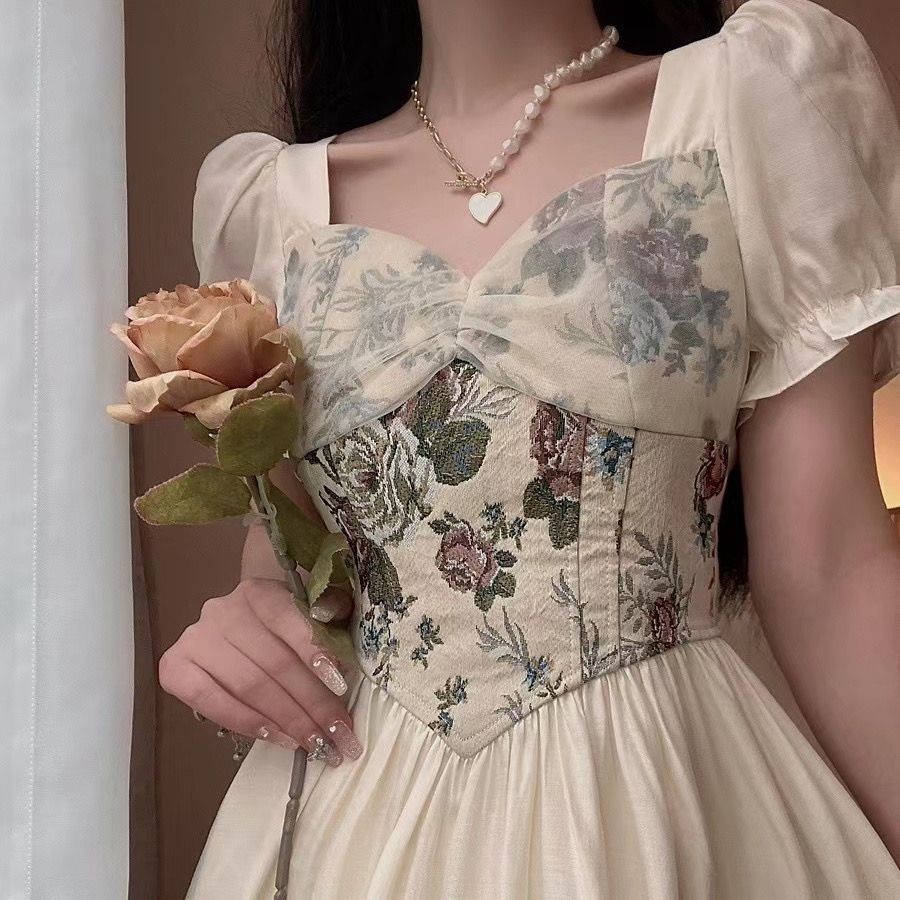 Jual Gaun Gaya Hepburn Retro Perancis, Gaun Panjang Pelangsing Pinggang ...