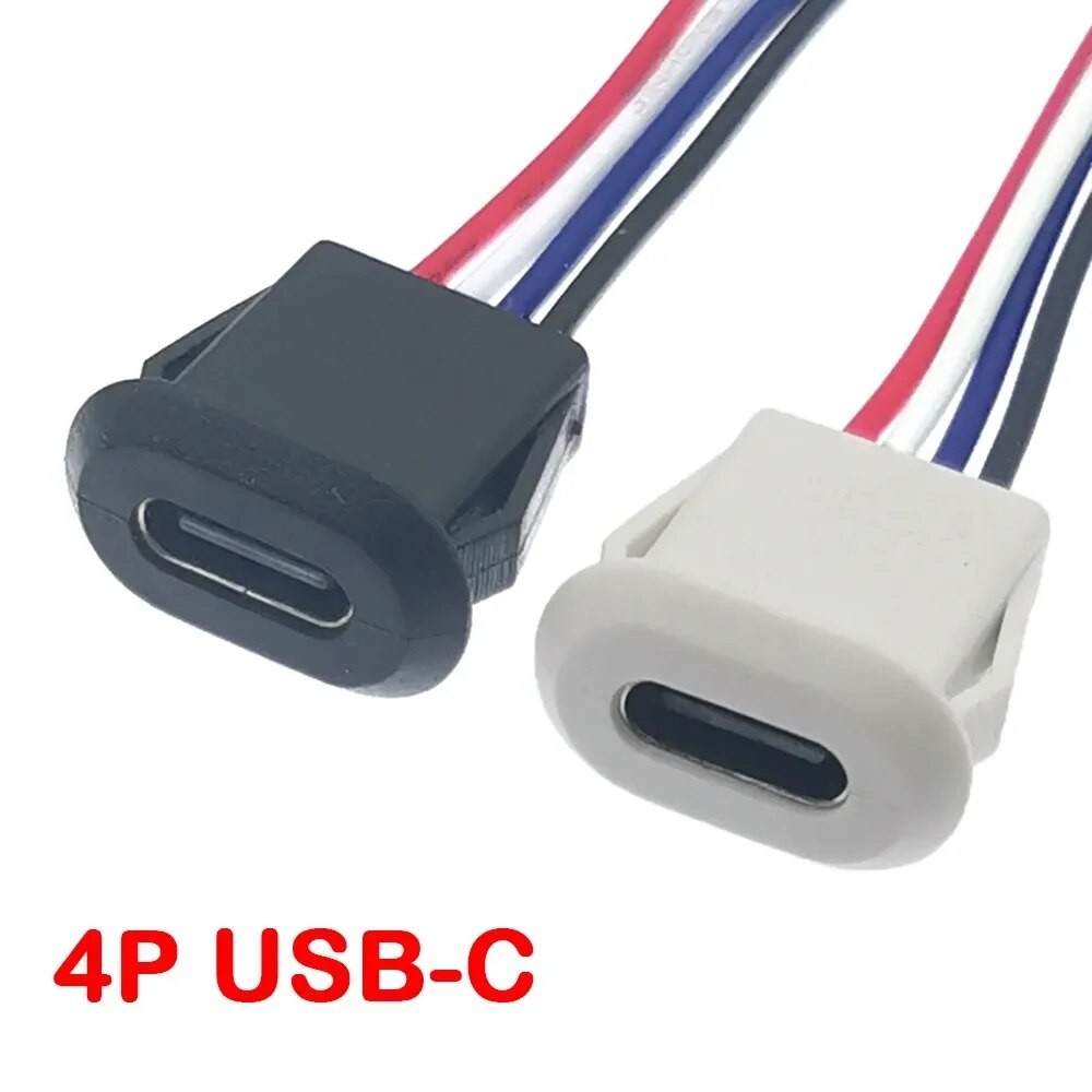 Jual 2Pin 4Pin USB Type C Connector Jack Female With card buckle 3A ...