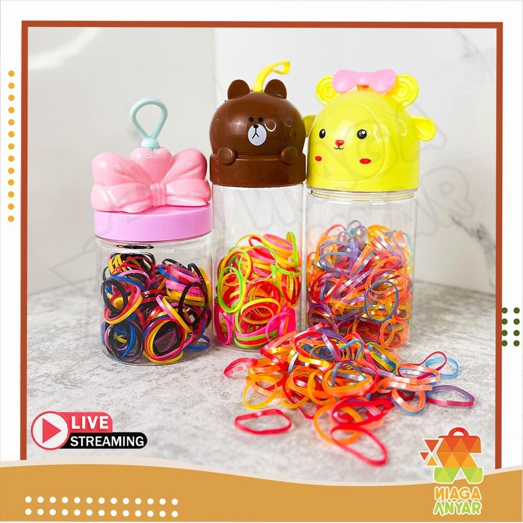 Jual NA Karet Jepang Tabung Karakter / Ikat Rambut Warna Botol / Kuncir ...