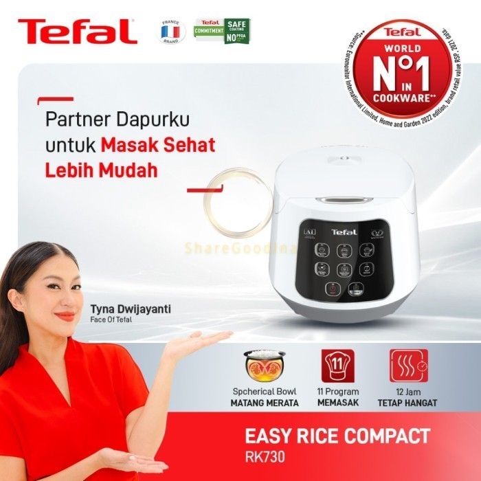 Jual Tefal 1L Easy Rice Compact Rk730 - Rice Cooker, 8 Menu, White, Putih | | Shopee Indonesia